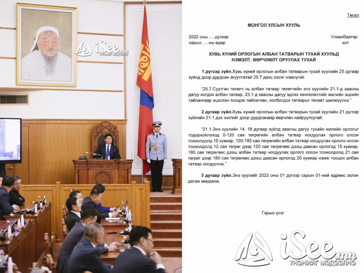 Орлого нь 10 саяас давбал 12 сая төгрөг дээр нэмэх нь 15 хувийн ТАТВАР