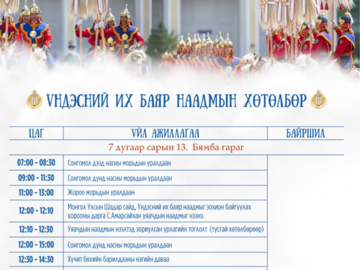 ХӨТӨЛБӨР: Үндэсний их баяр наадам өнөөдөр "Хүй долоон худаг"-т уяачдын ...